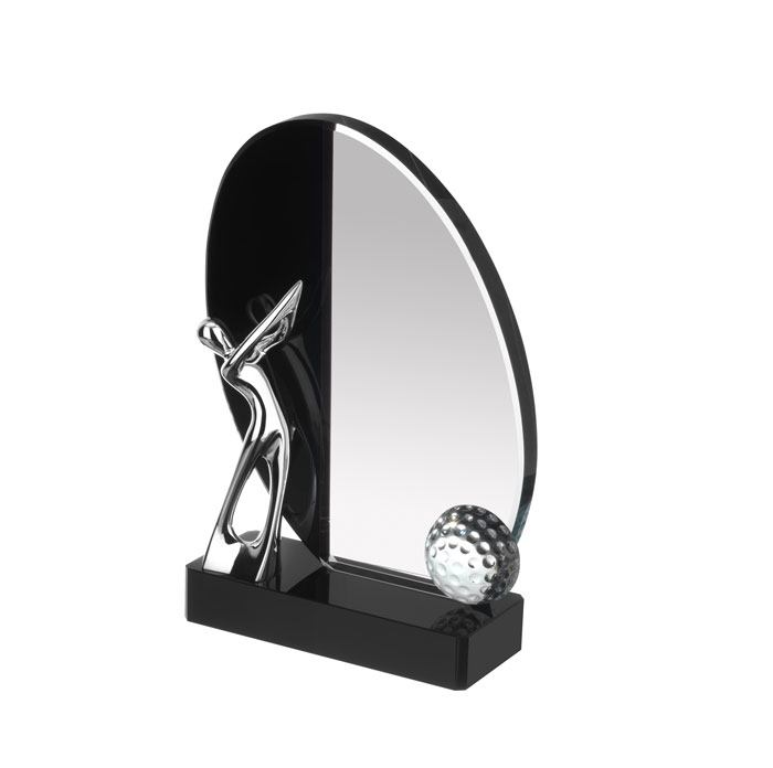 Clear & Black Crystal Golf Oval Awards - Awarded2U