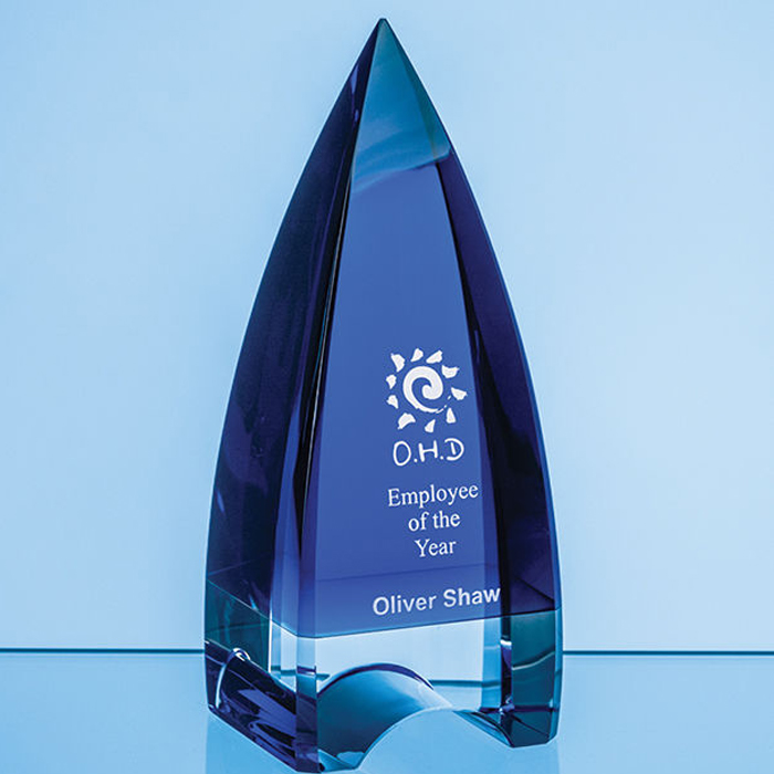 Cobalt Blue & Clear Optical Crystal Pinnacle Award - Awarded2U